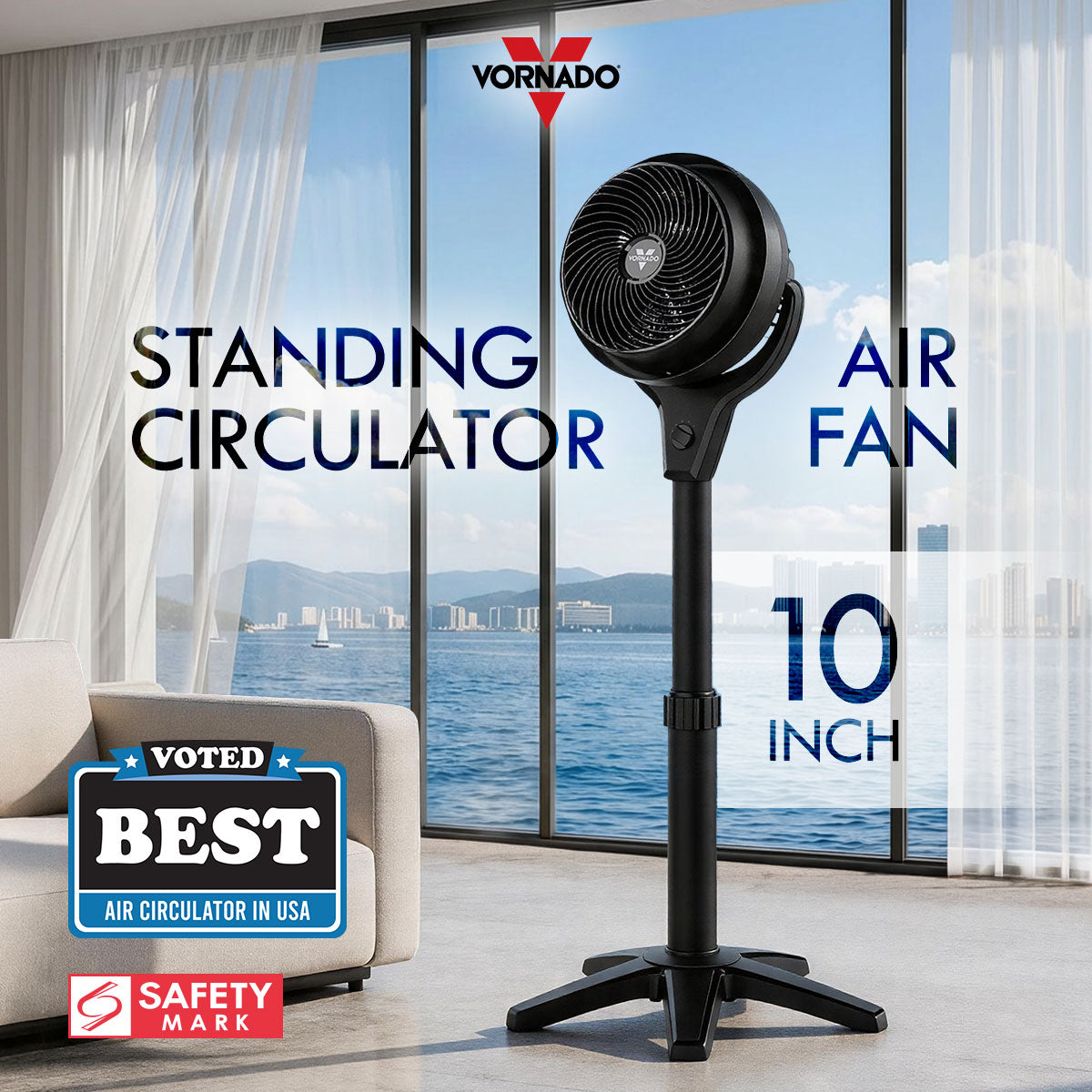 Vornado Energy Smart™ 10in Stand Air Circulator Fan, Vortex Action, Os ...