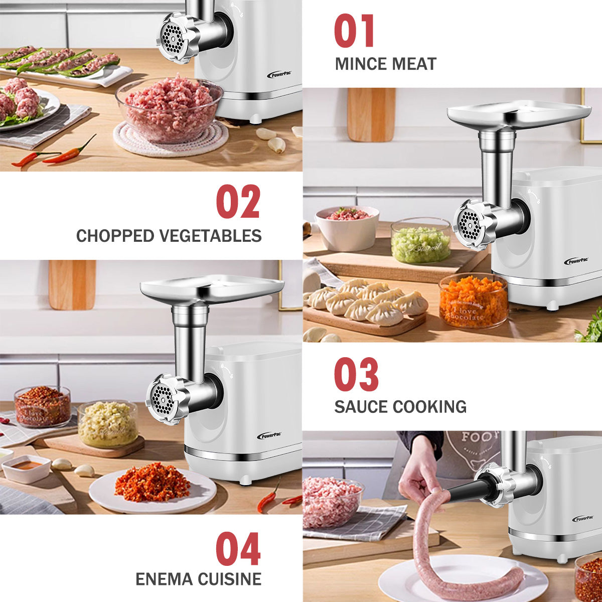 Meat Chopper, 3 In 1 Meat Mincer, 3 Stainless Steel Grinding Plates, K ...