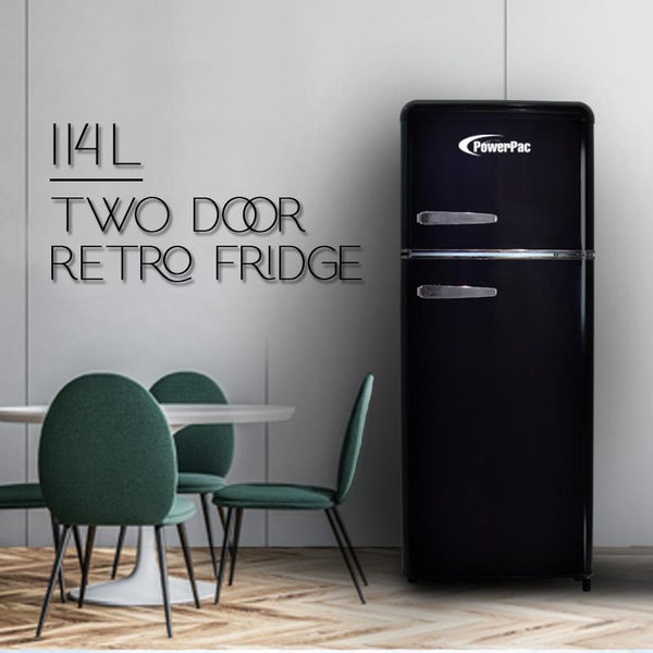 2-Door Fridge 114L Retro Fridge, Mini Fridge (PPF118) Ivory - PowerPacSG