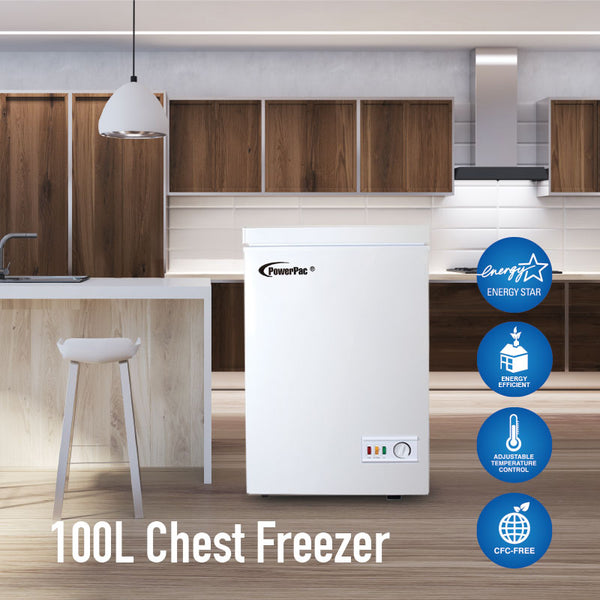 100L Chest Freezer CFC Free, Chiller & Freezer (PPFZ100) Black - PowerPacSG
