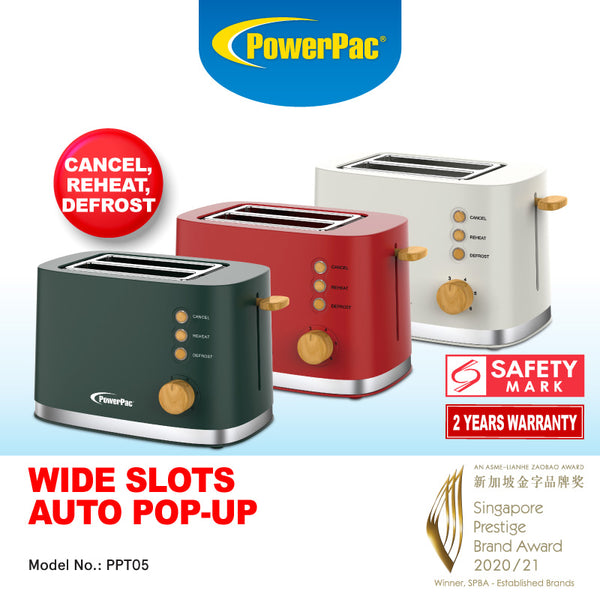 2 Slice Bread Toaster with Auto POP UP (PPT05) - PowerPacSG