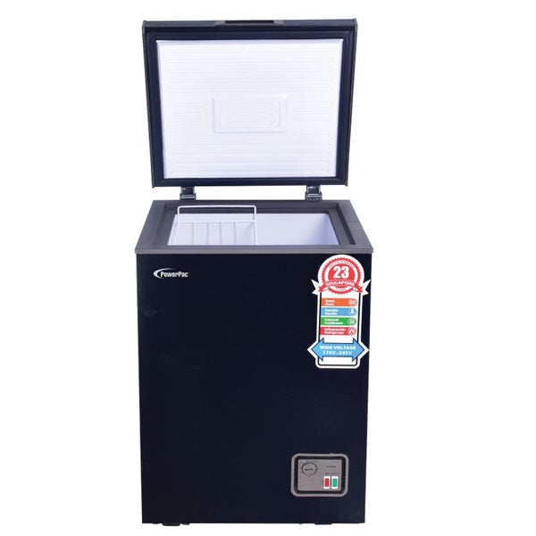 100L Chest Freezer CFC Free, Chiller & Freezer (PPFZ100) Black - PowerPacSG