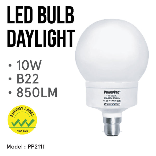 LED Bulb 10W B22 Daylight, LED Ceiling Light(PP2111) - PowerPacSG