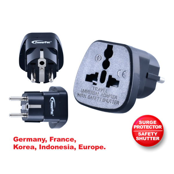 2X Multi Travel Adapter (PT11BK) Germany, France, Korea, Indonesia, Eu ...